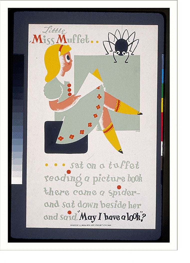 Historic Print, Little Miss Muffet. reading a picture book..Gregg., 18 ...