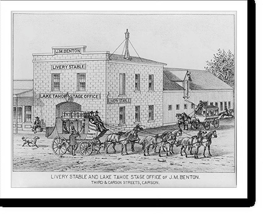 Historic Print, Livery stable and Lake Tahoe Stage Office of J.M ...