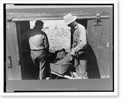 Historic Print, Loading gold ore concentrate into freight cars of ...