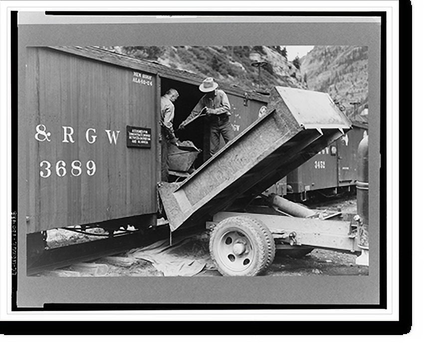 Historic Print, Loading ore concentrate into freight car of narrow ...