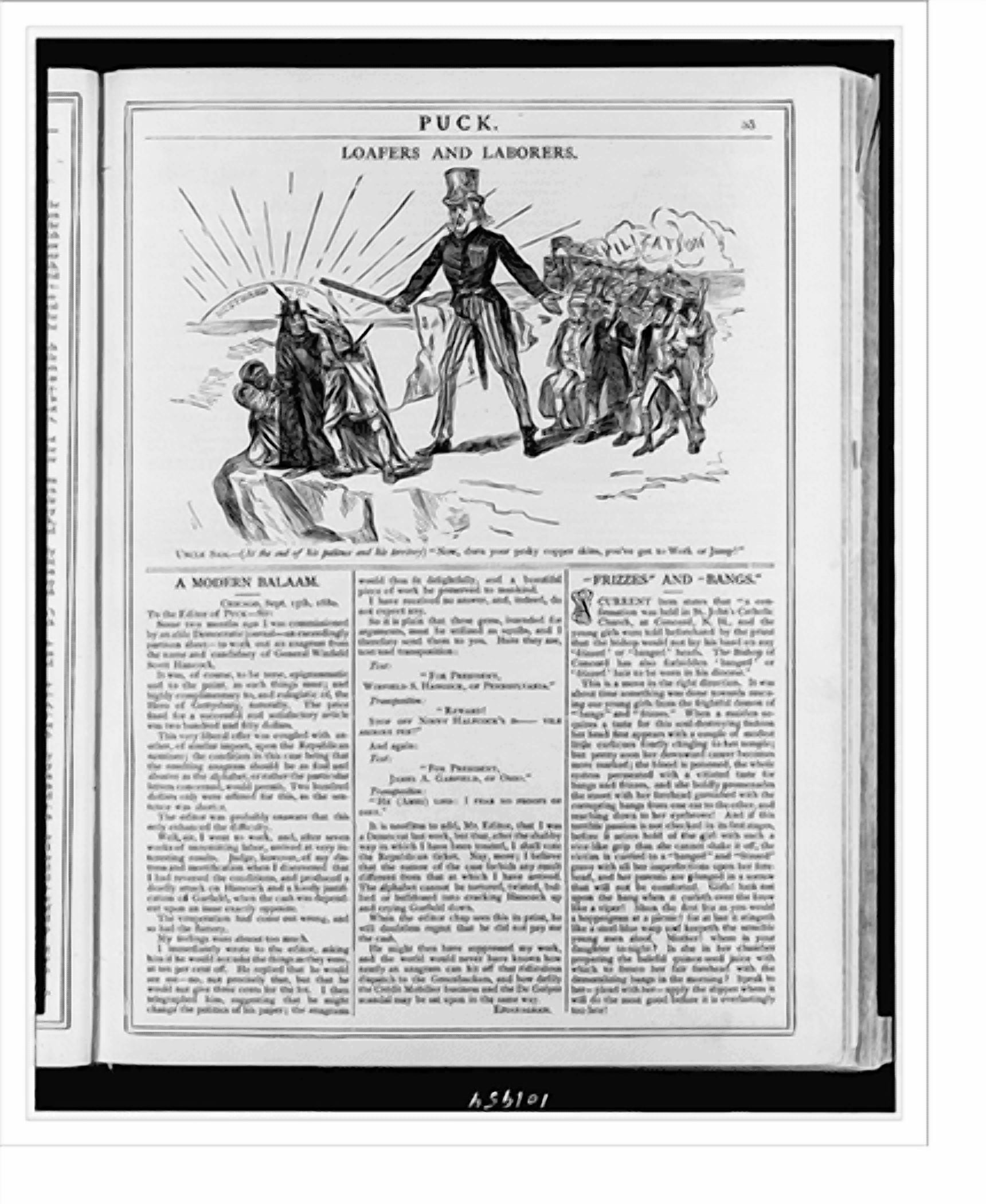 Historic Print, Loafers and laborers. Uncle Sam. (At the end of his ...