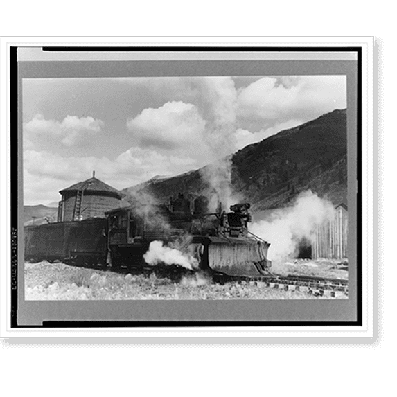 Historic Print, Locomotives with snowplow of narrow gauge railroad ...
