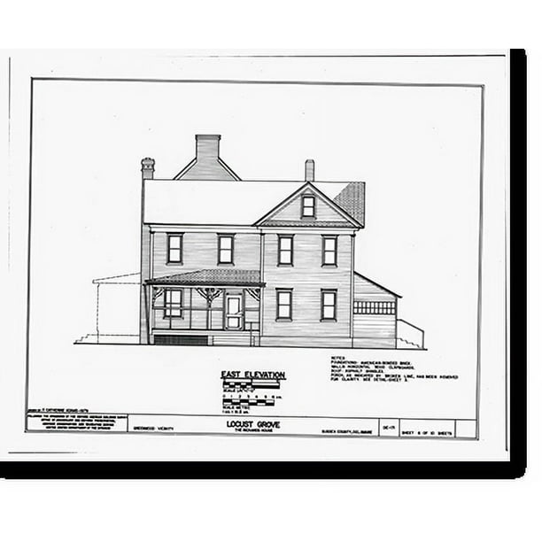 Historic Print, Locust Grove, State Roads 34 & 32, Greenwood vicinity ...