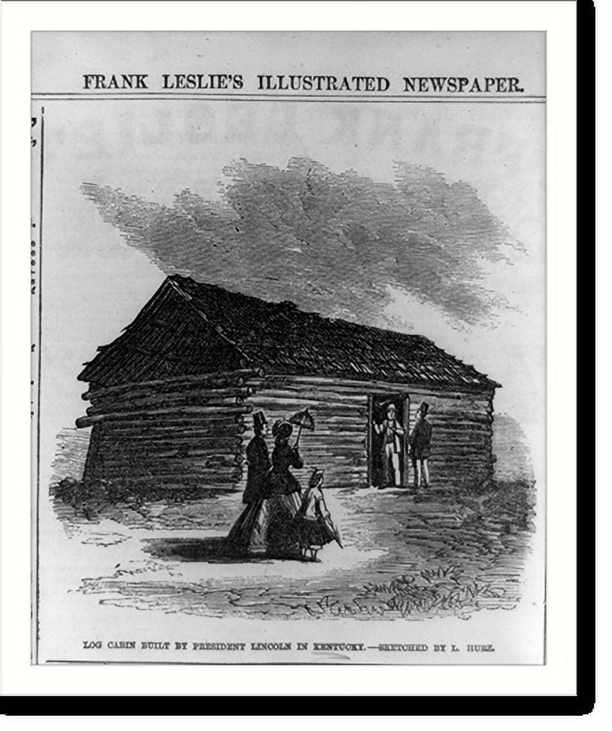 Historic Print, Log cabin built by President Lincoln in Kentucky, 18" x ...