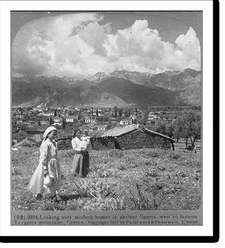 Historic Print, Looking over modern homes in ancient Sparta, west of ...