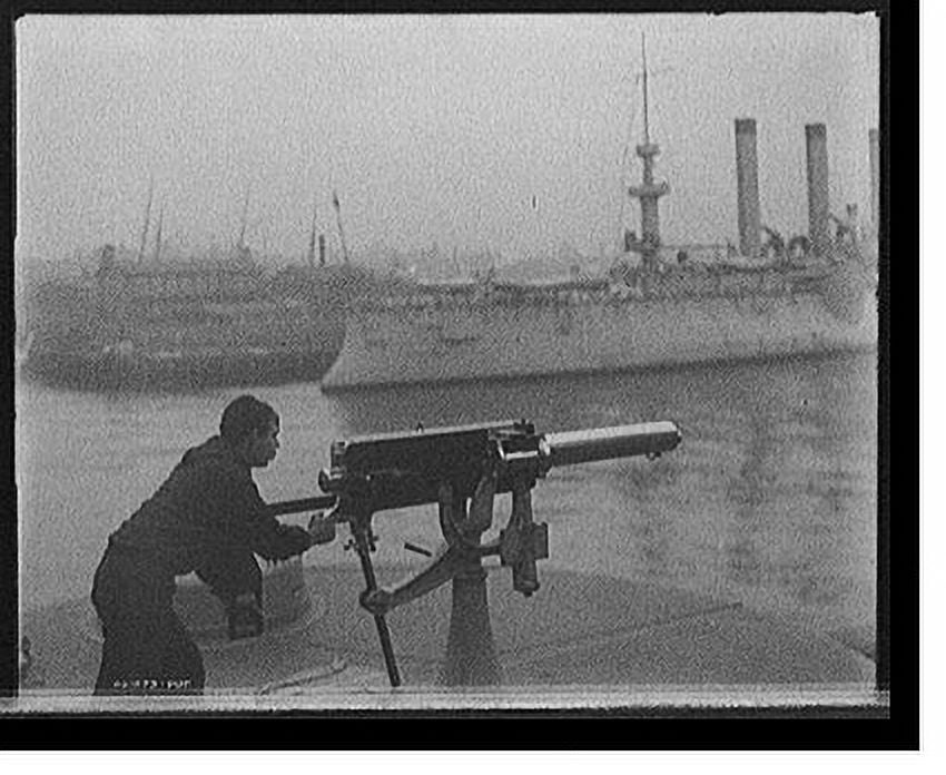 Historic Print, Machine gun at Brooklyn Navy Yard - 2, 18" x 24 ...