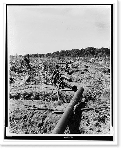 Historic Print, Man-made rivers, as formed by these water pipe-lines ...