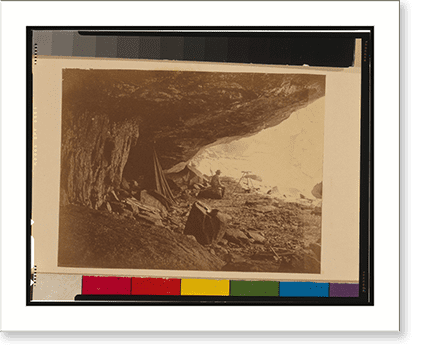 Historic Print, [Man seated beneath rock formation at the Upper ...
