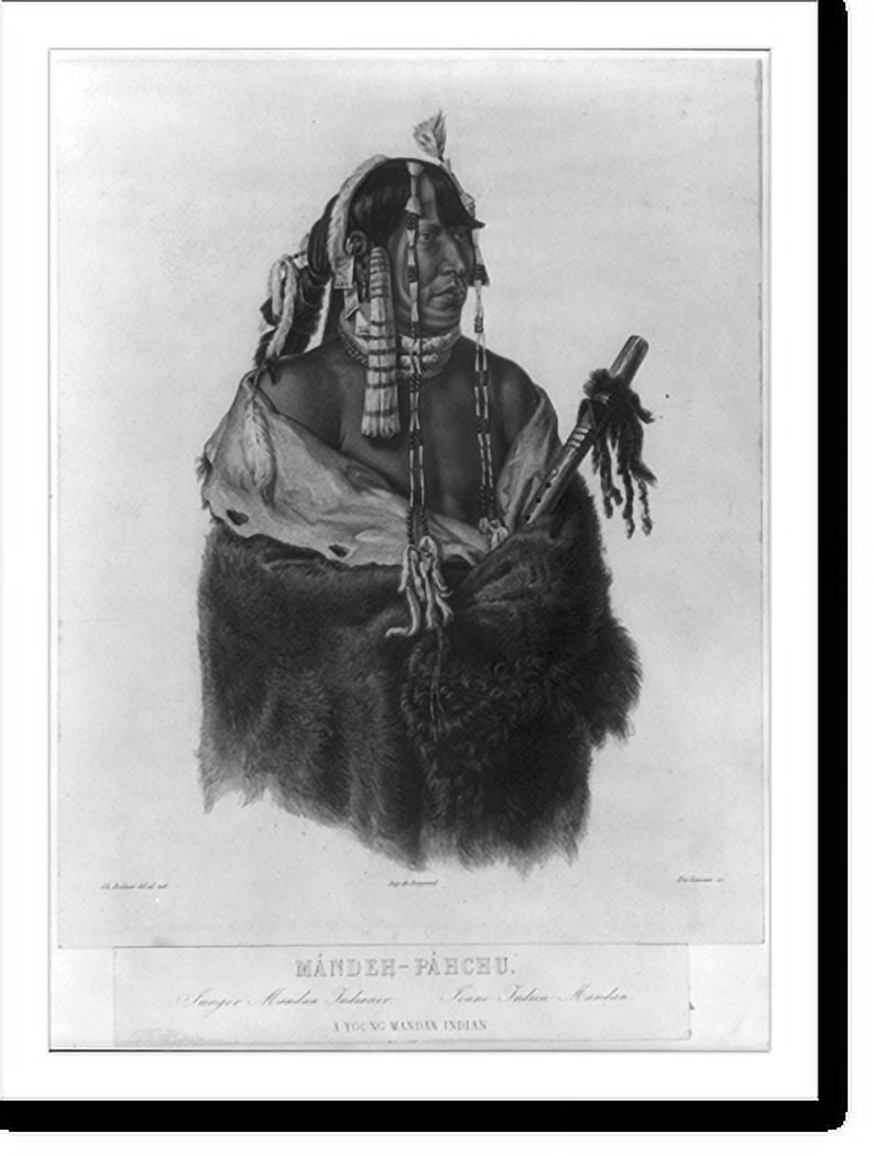 Historic Print, Mandeh-Pahchu. A Young Mandan Indian, 16" x 20 ...