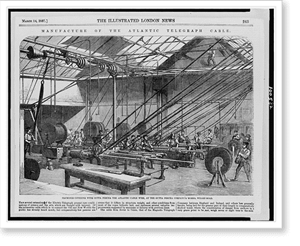 Historic Print, Manufacture of the Atlantic telegraph cable. Machines ...