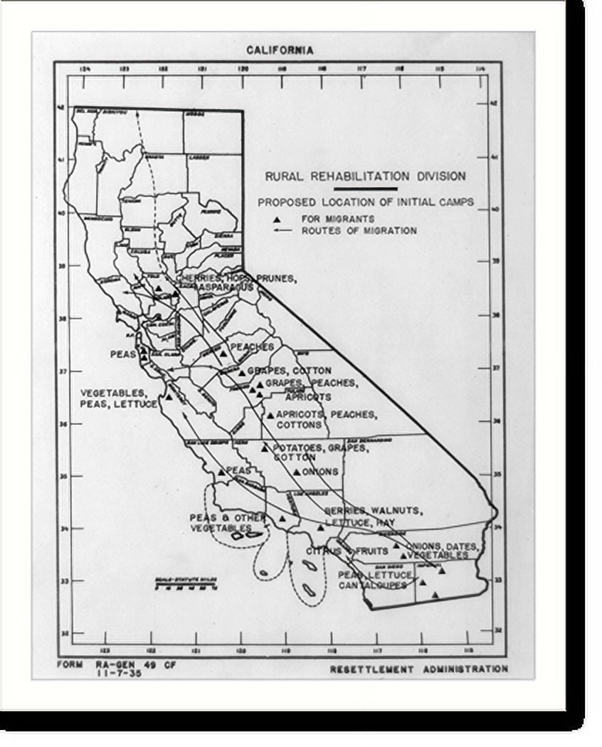 Historic Print, [Map of California by the Rural Rehabilitation Division ...