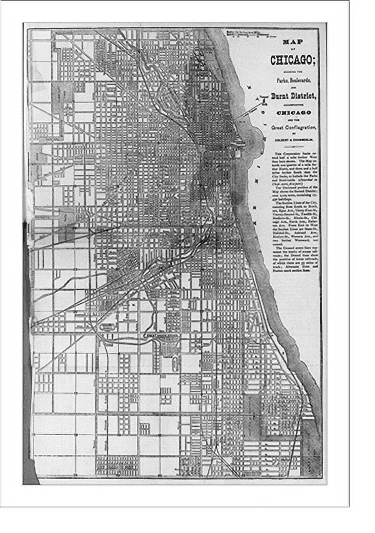 Historic Print, Map of Chicago; showing the parks, boulevards, and ...