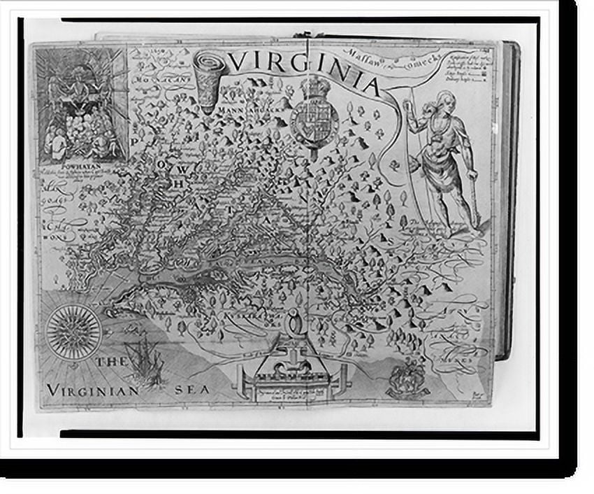 Historic Print, [Map of Virginia].discovered and discribed [sic] by Captain John Smith 1606 ...
