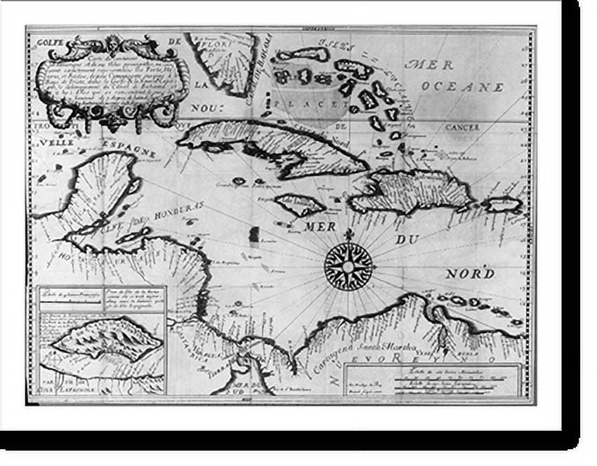 Historic Print, [Map of the Caribbean in French; 1686], 18" x 24 ...