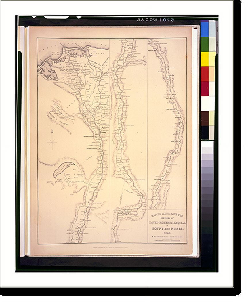 Historic Print, Map to illustrate the sketches of Egypt and Nubia, 1849 ...