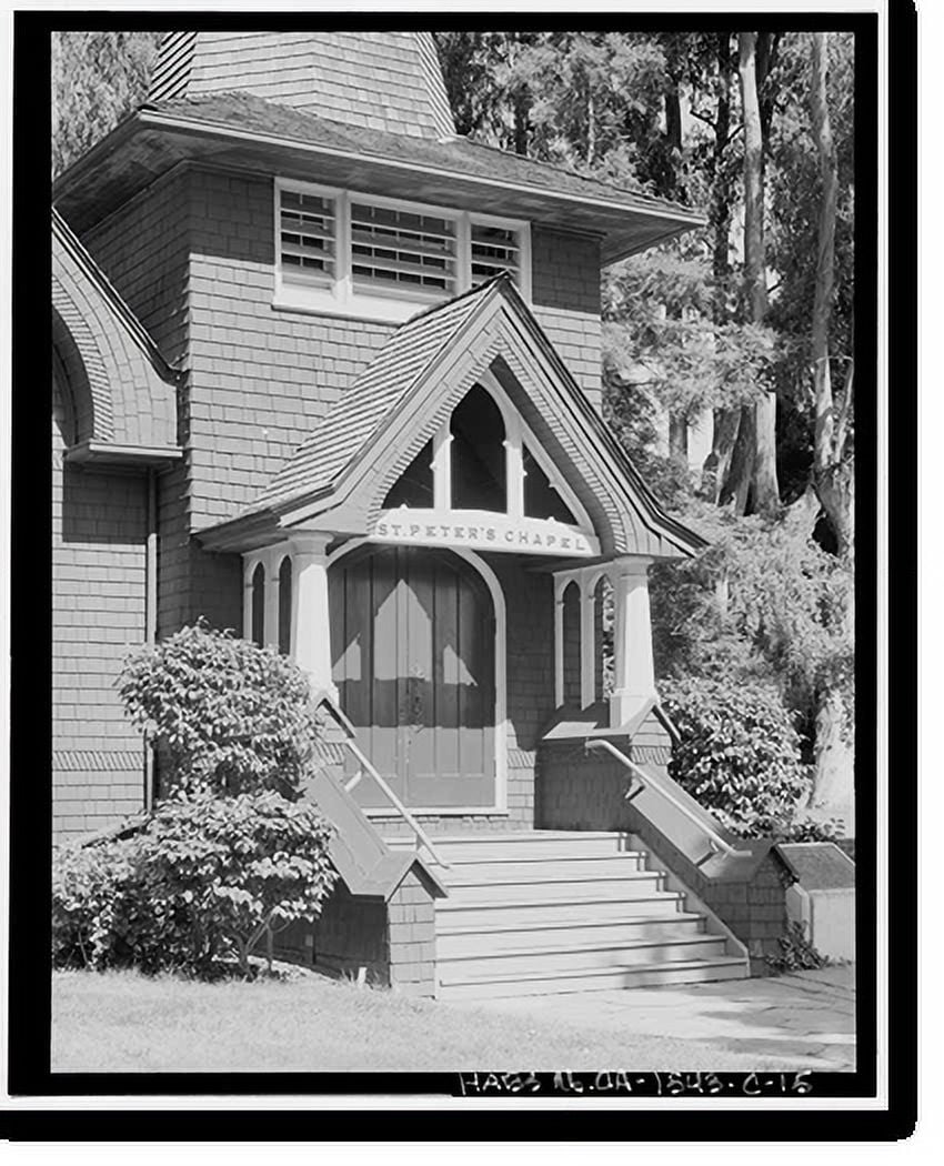 Historic Print, Mare Island Naval Shipyard, St. Peter's Chapel, Walnut ...