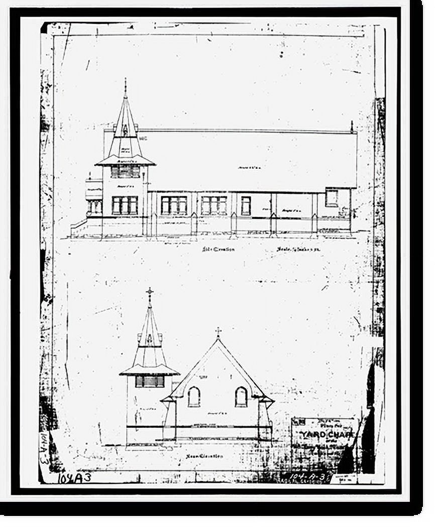 Historic Print, Mare Island Naval Shipyard, St. Peter's Chapel, Walnut ...