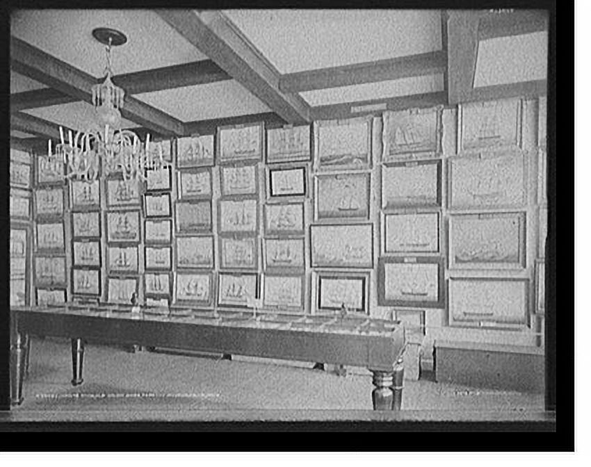 Historic Print, Marine Room, [East India Marine Hall], old Salem ships ...