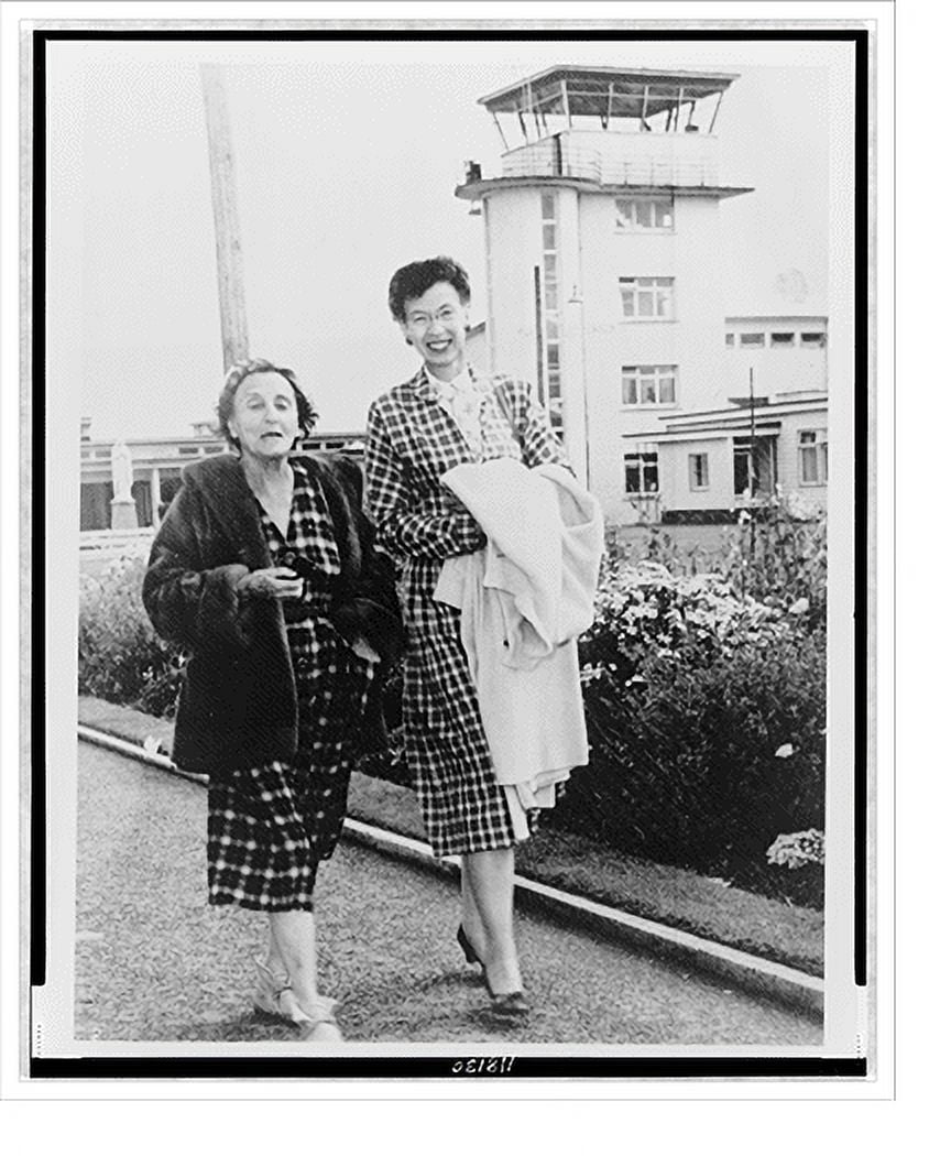 Historic Print, [Marion Hart, (left), and Louise Sacchi, walking in ...