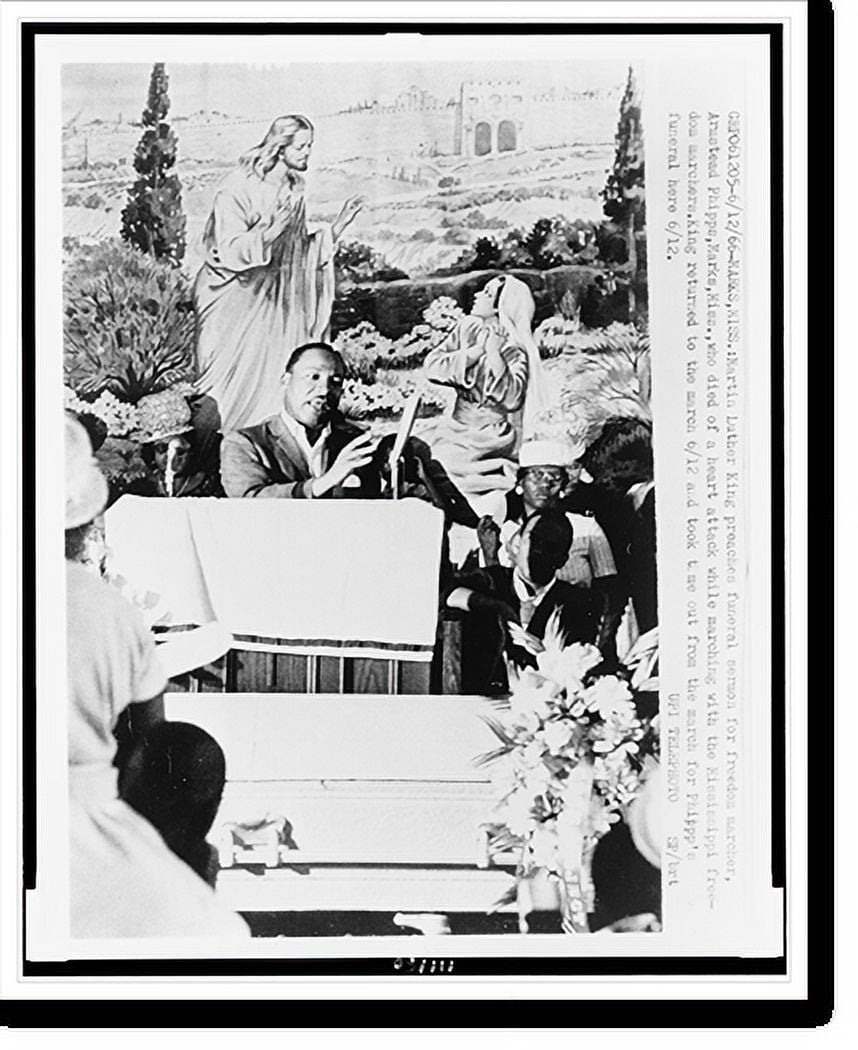 Historic Print, Marks, Miss.: Martin Luther King preaches funeral ...
