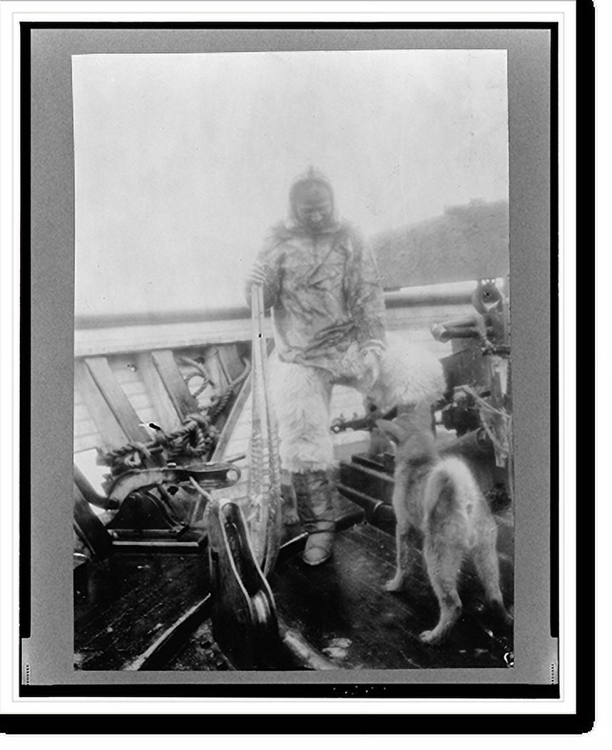 Historic Print, Matt Henson (of Peary's crew) in Arctic costume on deck ...