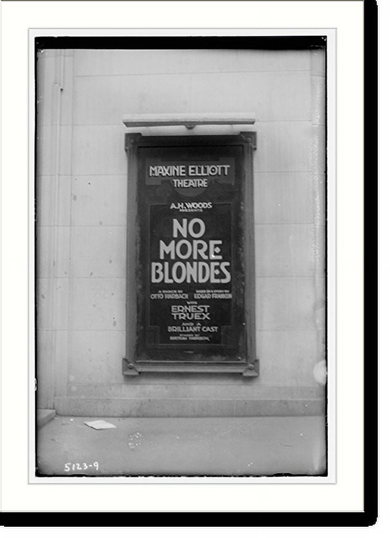 Historic Print, Max. Elliott Theater marquee: "No More Blondes", 16" x ...