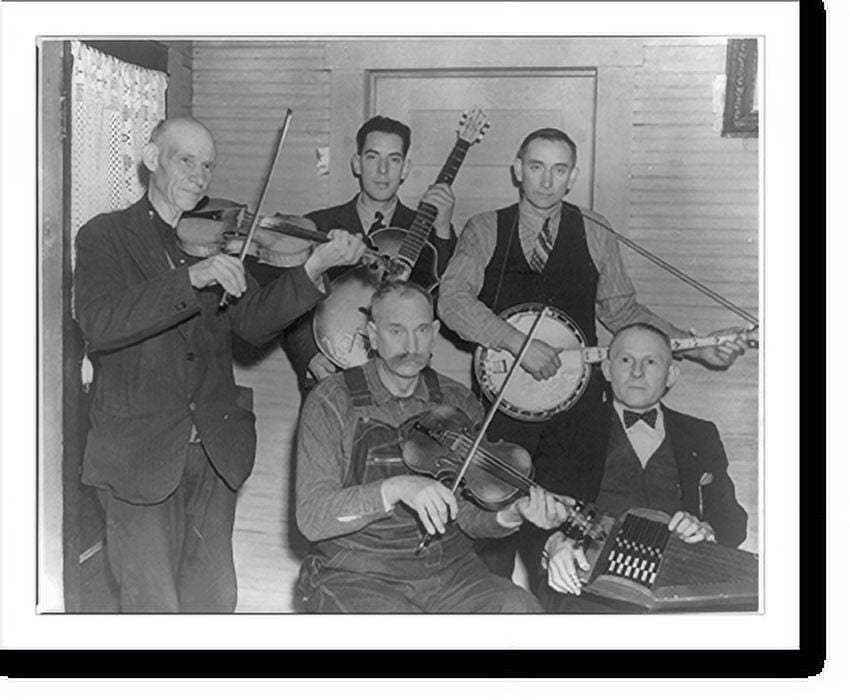 Historic Print, [Members of the Bog Trotters Band, posed holding their ...
