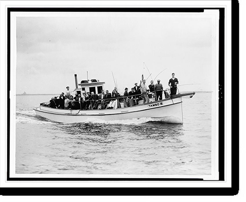 Historic Print, [Men deep sea fishing on the Tambo III, New York area ...