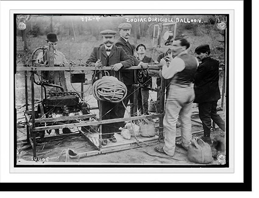 Historic Print, Men engage at apparatus of Zodiac dirigible balloon, 16 ...