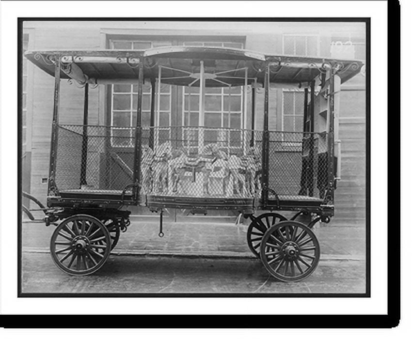 Historic Print, Merry-go-round in wagon manufactured by George B. Marx ...