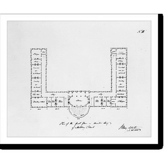 Historic Print, [Military academy. First floor plan or chamber story ...