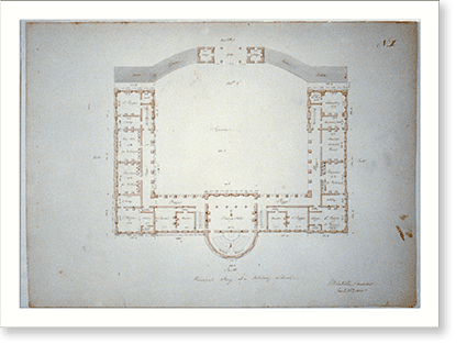 Historic Print, [Military academy. Principal story, floor plan] - 2, 16 ...