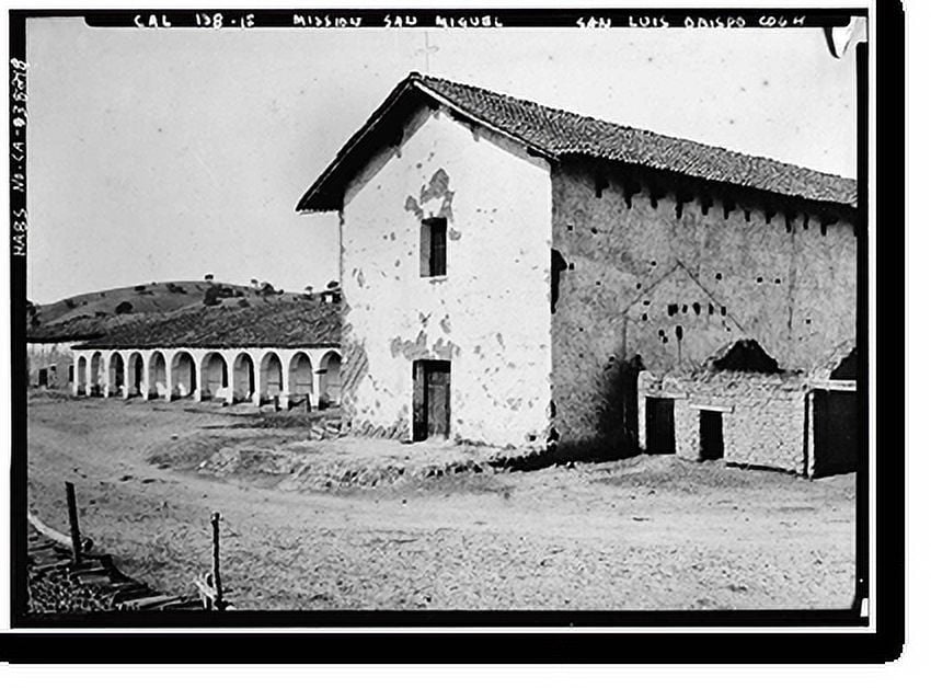 Historic Print, Mission San Miguel Arcangel, Highway 101, San Miguel ...