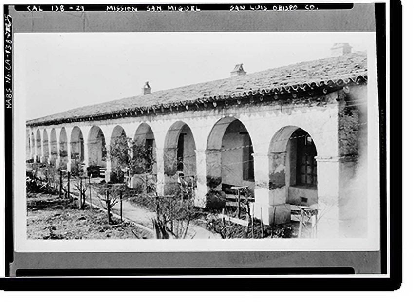 Historic Print, Mission San Miguel Arcangel, Highway 101, San Miguel ...