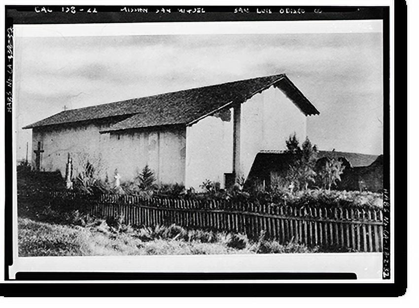Historic Print, Mission San Miguel Arcangel, Highway 101, San Miguel ...