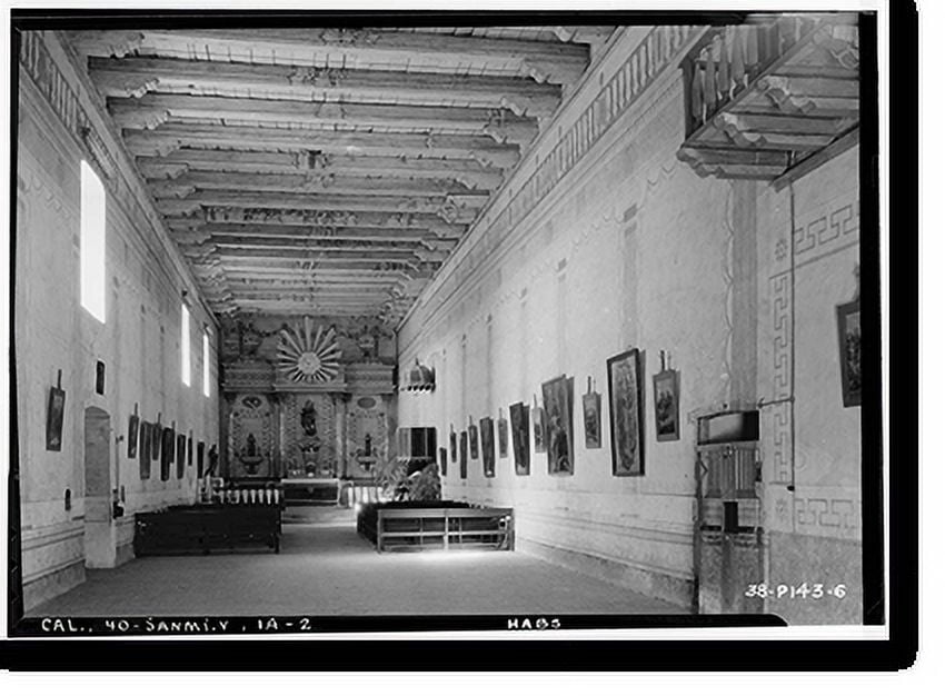 Historic Print, Mission San Miguel Arcangel, Highway 101, San Miguel ...