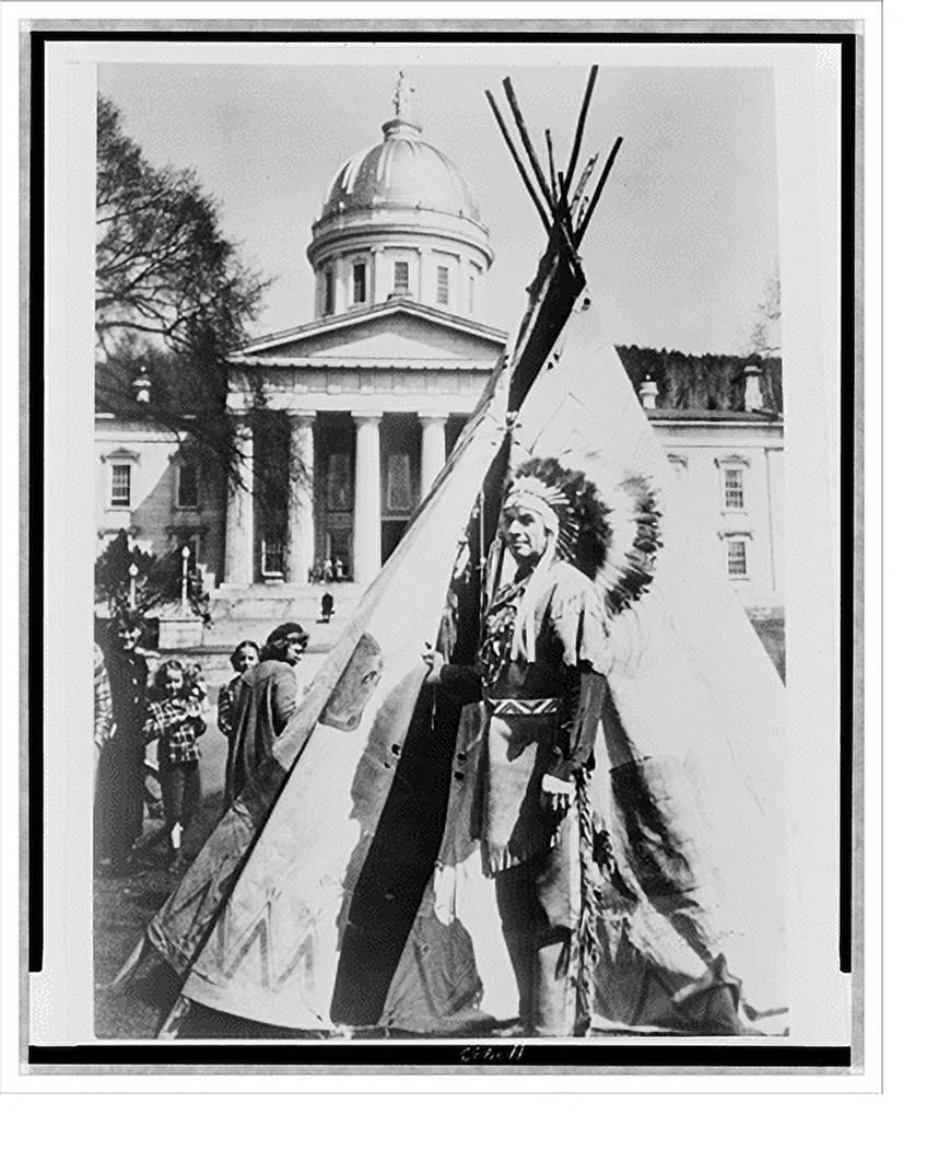 Historic Print, [Mohawk Chief Poking Fire standing before his tipi in ...