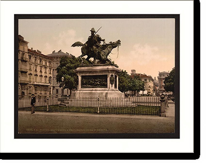 Historic Print, Monument of Ferdinand Duke of Genoa Turin Italy, 16" x ...