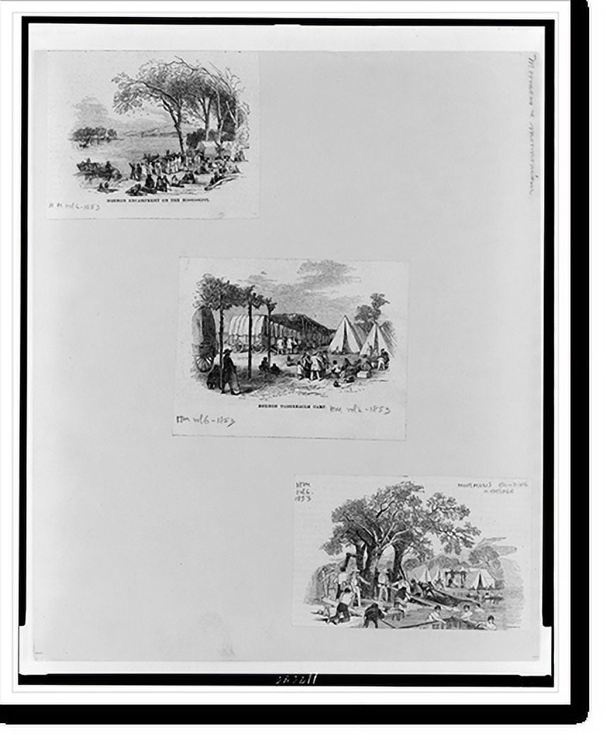 Historic Print, Mormon encampment on the Mississippi Mormon tabernacle ...