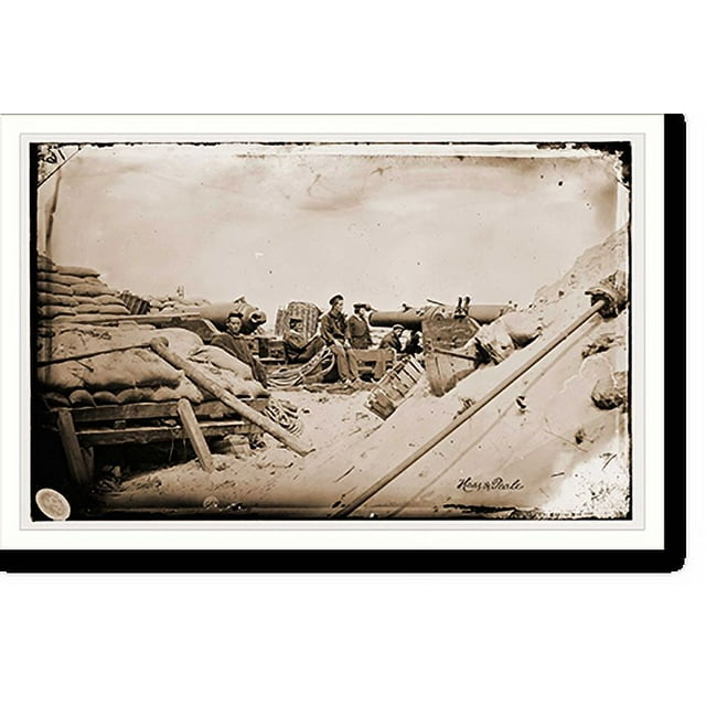 Historic Print, Morris Island South Carolina. Naval Battery. Two 80 ...