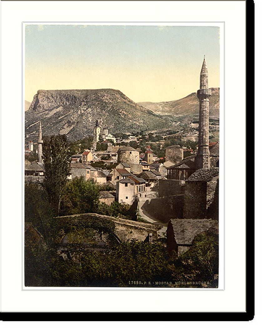 Historic Print, Mostar Muhlen Bridge Herzegowina Austro-Hungary, 16" x ...