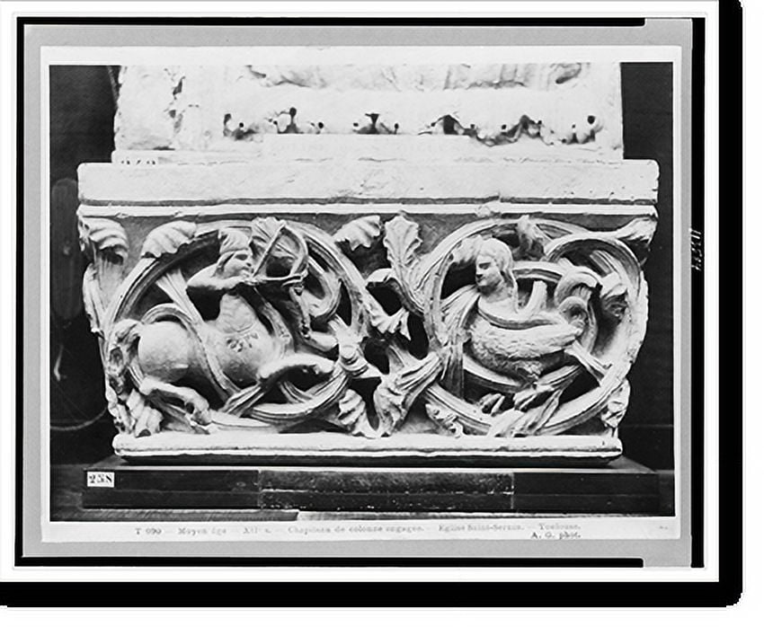 Historic Print, Moyen âge - XIIC S. - Chapiteau de colonne engagée ...