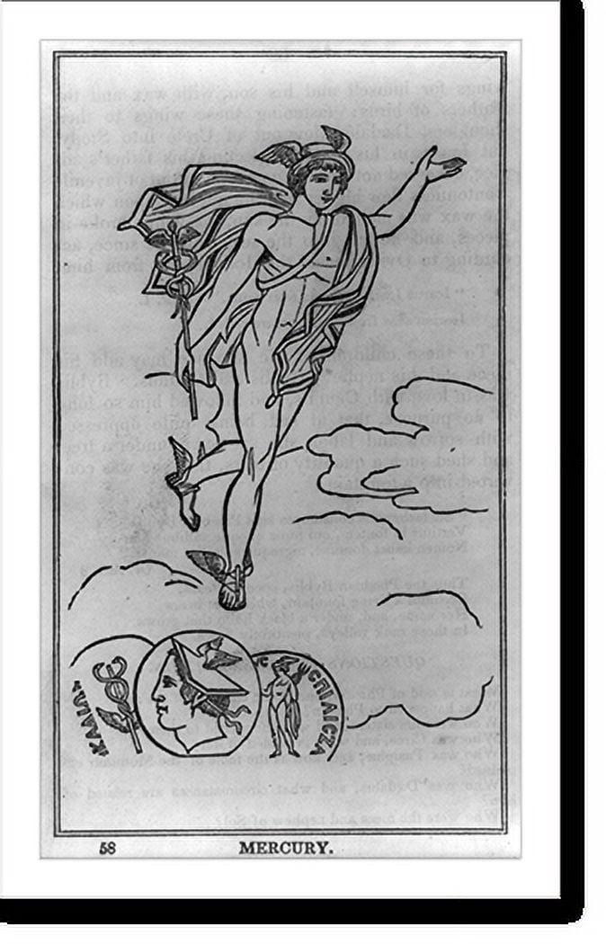 Historic Print, Mythology - Mercury, god of commerce and messenger of ...