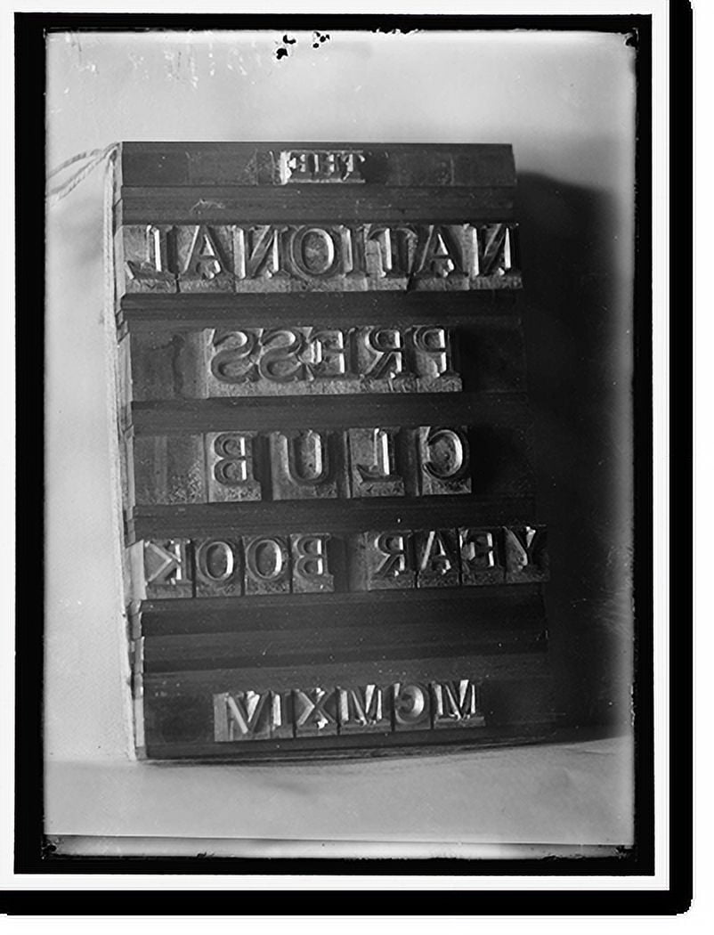 Historic Print, NATIONAL PRESS CLUB. YEARBOOK PRINTING BLOCK, 16" x 20 ...