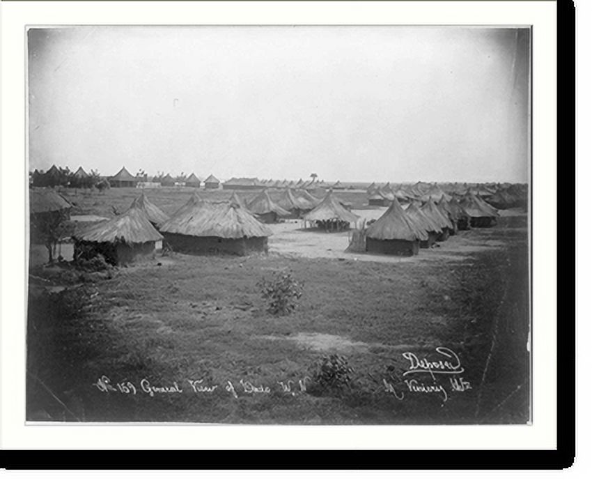 Historic Print, Native huts made of mud with thatched roofs at Lado ...