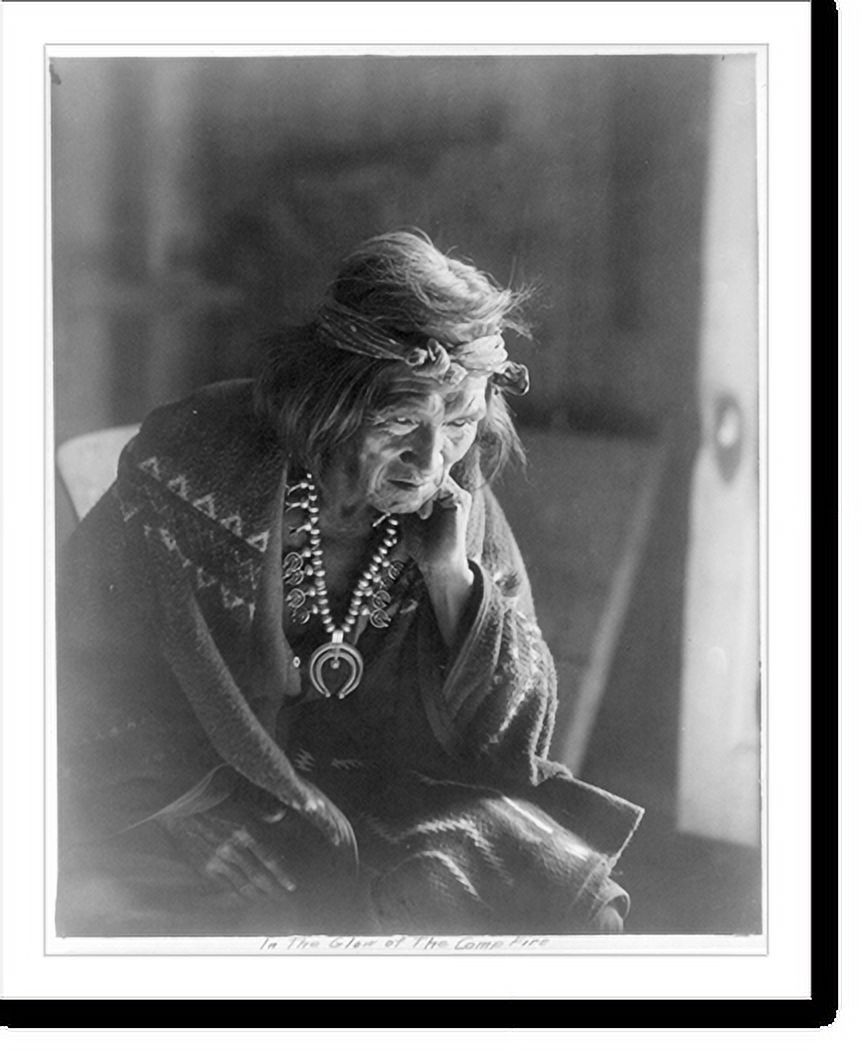 Historic Print, [Navaho Indians: In the glow of the camp fire (old man ...