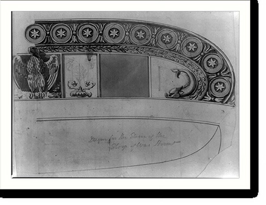 Historic Print, Naval architecture drawing for a vessel (Stern of the ...