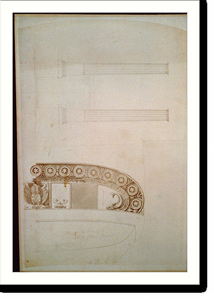 Historic Print, Naval architecture drawing for a vessel (Stern of the ...