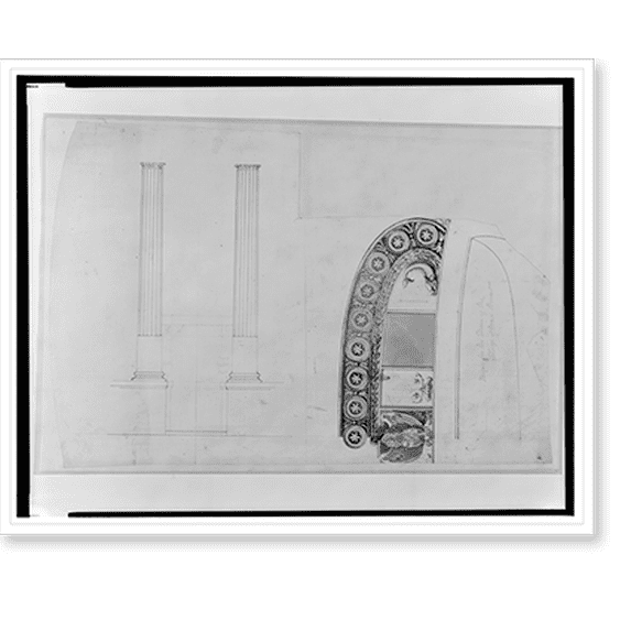 Historic Print, Naval architecture drawing for a vessel (Stern of the ...