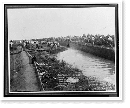 Historic Print, Near Geismar - showing portion of new levee ...